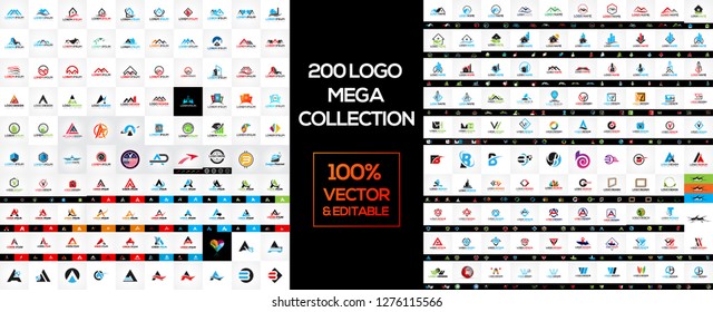 200 Mega Logo Collection Set Stock Vector (Royalty Free) 1276115563 ...
