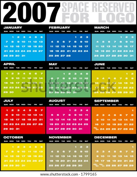 2007 Colorful Calendar Stock Vector (Royalty Free) 1799165 | Shutterstock