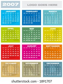 2007 Colorful Calendar Vector Format Can Stock Vector (Royalty Free ...