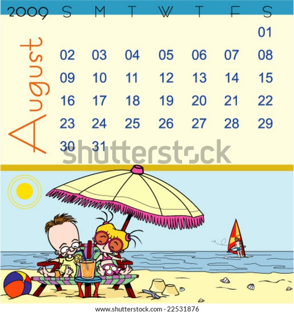 2009 Calendar August English Version Stock Vector (Royalty Free ...