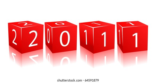 2011 Year Numbers On Colorful Cubes Stock Vector (Royalty Free) 66507982