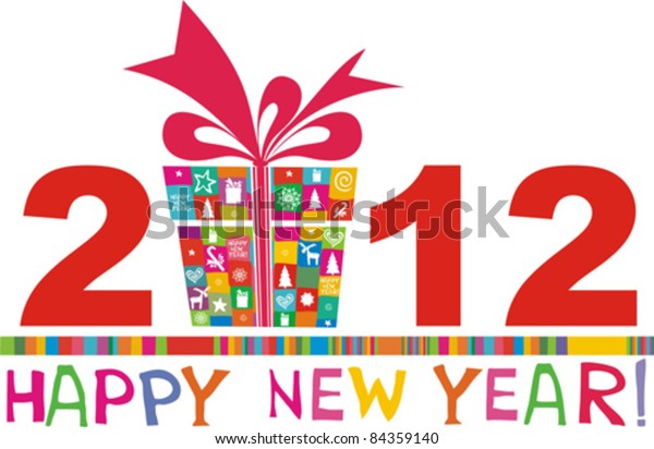 2012 Happy New Year Greeting Card: เวกเตอร์สต็อก (ปลอดค่าลิขสิทธิ์ ...