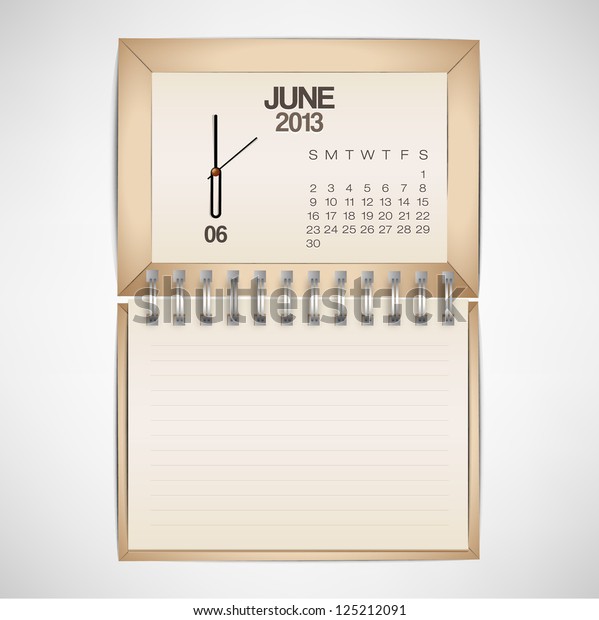 2013 Calendar June Clock Design Vector Stock Vector (Royalty Free ...