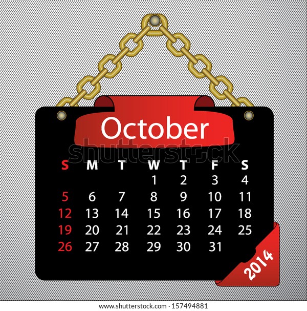 2014 October Calendar On Black Sign Stock Vector (Royalty Free ...