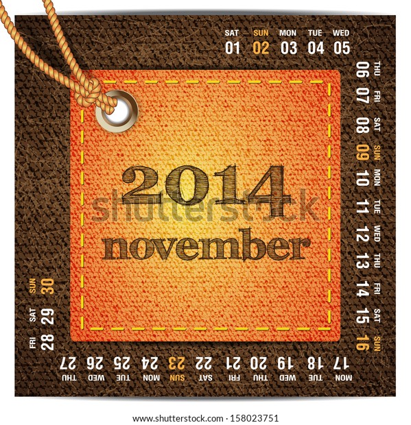 2014 Year Vector Calendar Stylized Jeans Stock Vector (Royalty Free ...