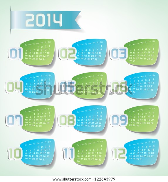2014 Yearly Calendar Sticker Labels Design Stock Vector (Royalty Free ...