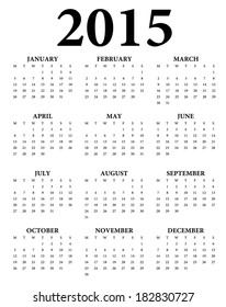 2015 Calendarweeks Start On Sunday Stock Vector (Royalty Free ...