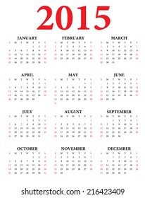 2015 Calendarweeks Start On Sunday Stock Vector (Royalty Free ...