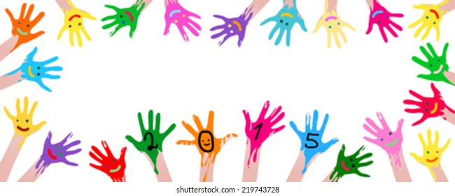 2015 Colorful Smiley Hands Stock Vector (Royalty Free) 219743728 ...
