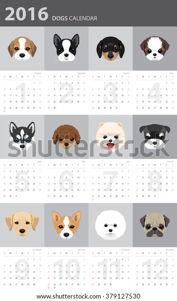 2016 Dogs Collection Calendar Vector Illustration Stock Vector (Royalty ...