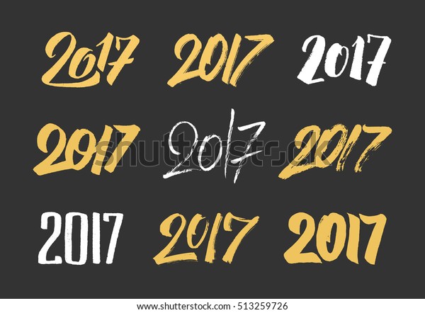 2017 Hand Drawn Calligraphy Numbers Set Stock Vector (Royalty Free ...