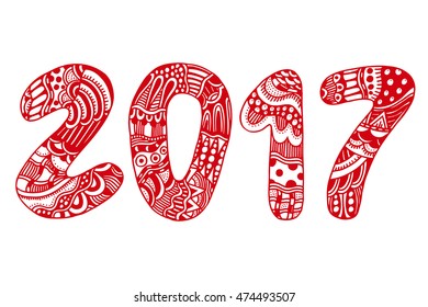 2017 Number Vector Illustration Zentangle Stock Vector (Royalty Free ...