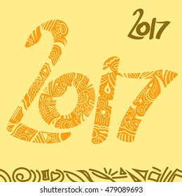 2017 Numbers Handmade Vector Calligraphy Doodle Stock Vector (Royalty ...
