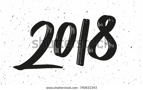 2018 Hand Drawn Calligraphy Numbers Written Stock Vector (Royalty Free ...