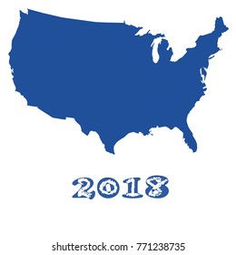 2018 On Usa Map Outline Blue: vector de stock (libre de regalías) 771238735