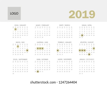 43 2019 takvim Images, Stock Photos & Vectors | Shutterstock