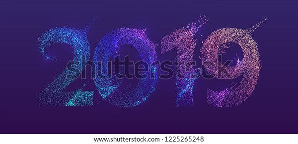 2019 New Year Glowing Particles Liquid Stock Vector (Royalty Free ...