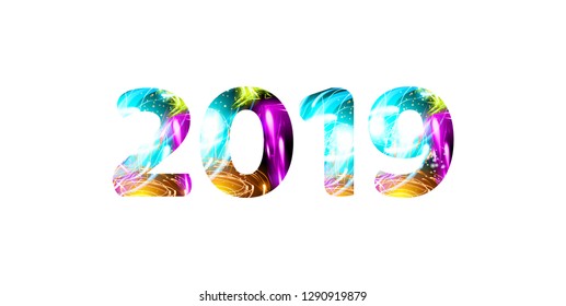 2019 Year Number Shining Background Glow Stock Vector (Royalty Free ...