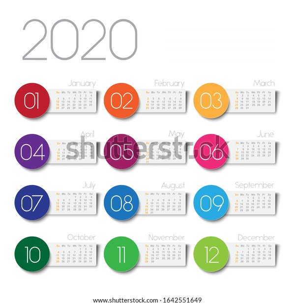 2020 Calendar Color Circle Stock Vector (Royalty Free) 1642551649 ...