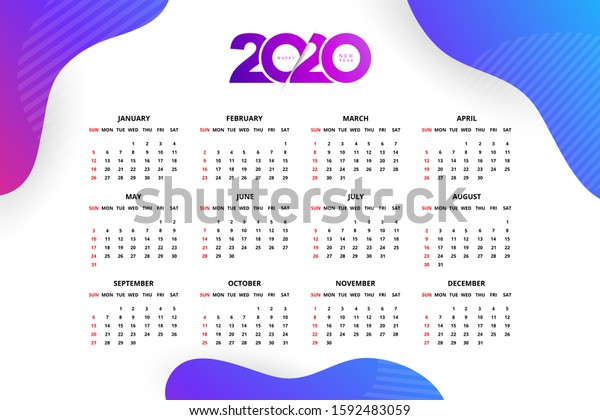 2020 Calendar Design Template Modern Background Stock Vector (Royalty ...