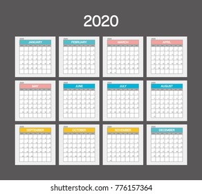 2020 Calendar Planner Design Stock Vector (Royalty Free) 776157364 ...
