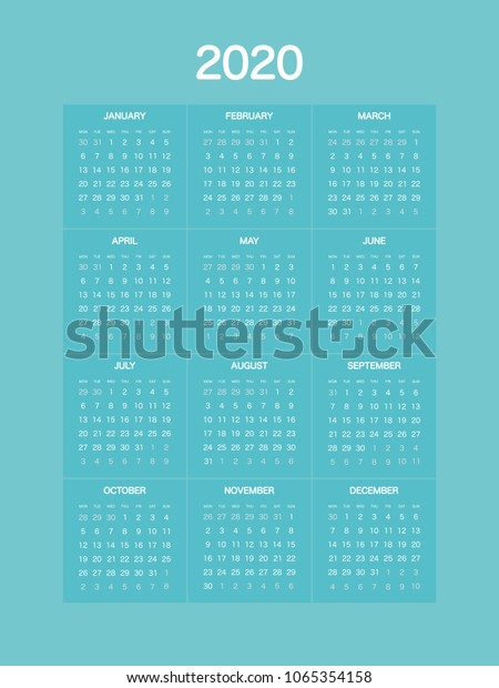 2020 Calendar Planner Design Stock Vector (Royalty Free) 1065354158 ...