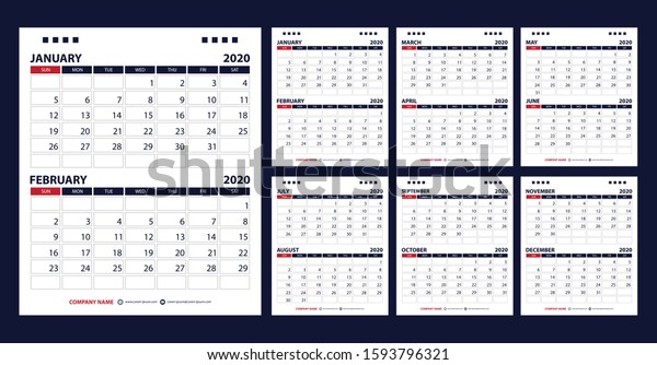 2020 Calendar Planner Template Design Vector Stock Vector (Royalty Free ...
