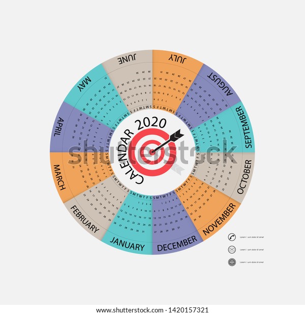 2020 Calendar Templatecircle Calendar Templatecalendar 2020 Stock ...