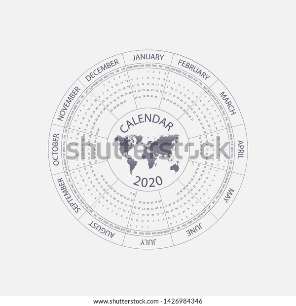 2020 Calendar Templatecircle Calendar Templatecalendar 2020 Stock ...