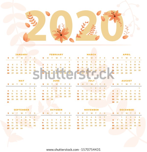 2020 Calendar Templates Illustration Vector Stock Vector (Royalty Free ...