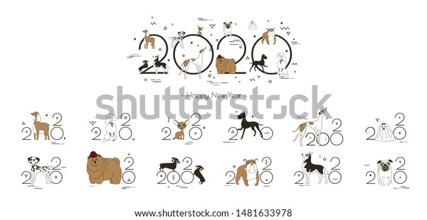 2020 Dog Calendar Creative Headline 12 Stock Vector (Royalty Free ...
