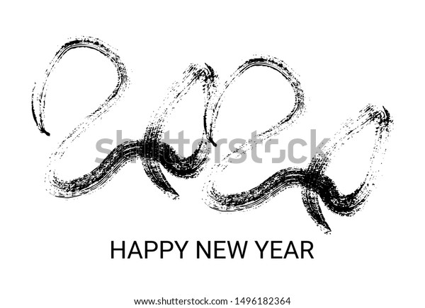 2020 Hand Drawn Numbers Grunge Calligraphy: vector de stock (libre de ...