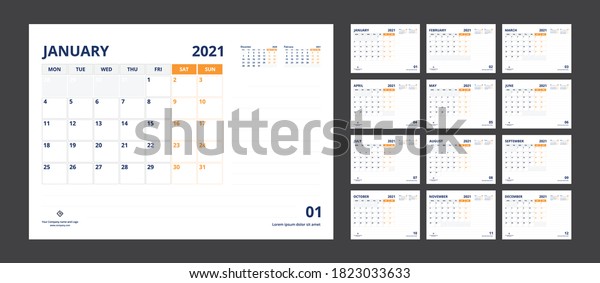 2021 Calendar Planner Set Template Corporate Stock Vector (Royalty Free ...