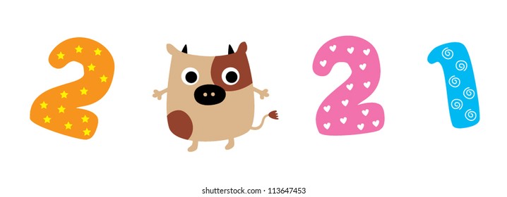 2021 Cow Year Stock Vector (Royalty Free) 113647453 | Shutterstock