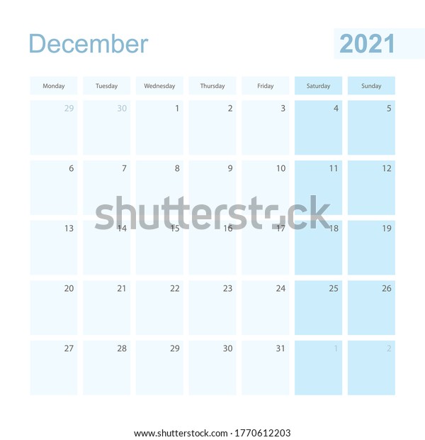 2021 December Wall Planner Blue Pastel Stock Vector (Royalty Free ...