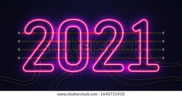 2021 Neon Text Happy 2021 New Stock Vector (Royalty Free) 1640715418 ...