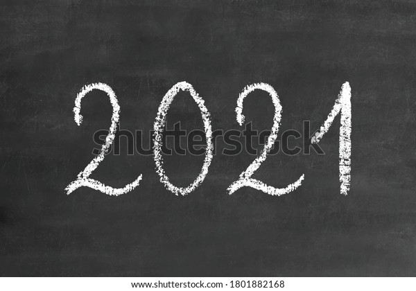 2021 Numbers Handwritten Thin Stroke White Stock Vector (Royalty Free ...