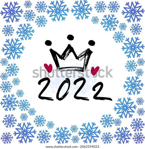 2022 Number Hand Drawn Calligraphic Lettering Stock Vector (Royalty ...