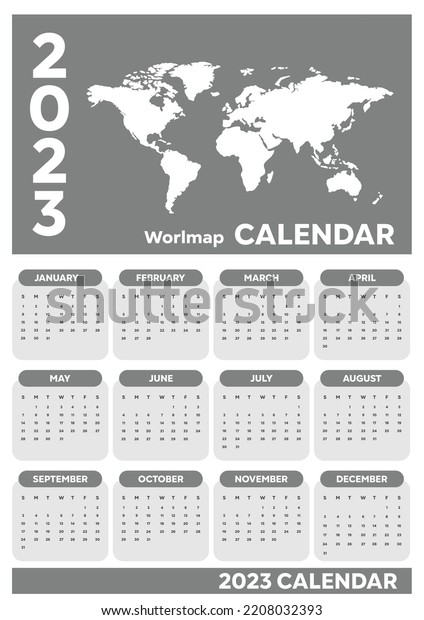 2023 Calendar World Map Grey Perfect: Vector có sẵn (miễn phí bản quyền ...