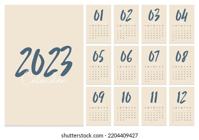 2023 Printable Monthly Calendar Template Design Stock Vector (Royalty ...