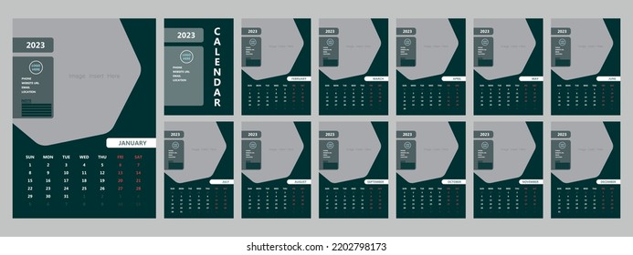 2023 Year Calendar Vector Design 12 Stock Vector (Royalty Free ... 2023 Year Calendar Vector Design 12 Stock Vector (Royalty Free ...