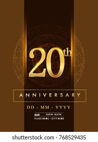 20th Anniversary Poster Design On Golden Stock Vector (Royalty Free ...