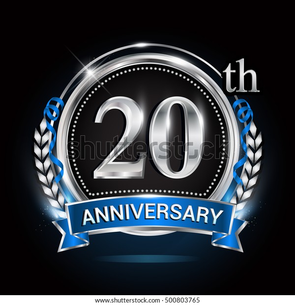 20th Silver Anniversary Logo Blue Ribbon Stock Vector (Royalty Free ...