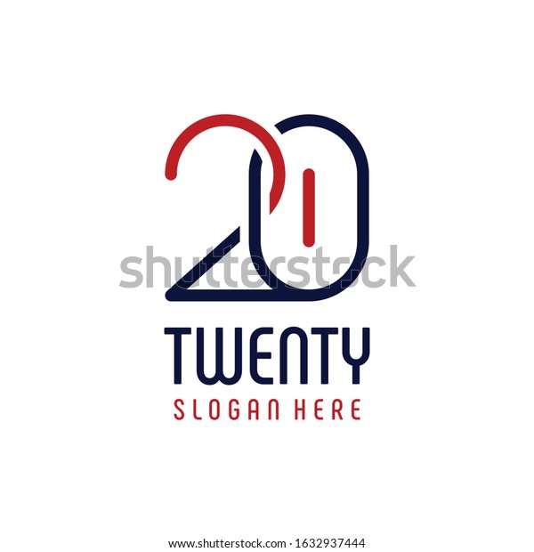 20twenty Outline Typography Abstract Creative Modern Stock Vector ...