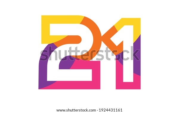 21 Colorful Fun Modern Flat Number Stock Vector (Royalty Free) 1924431161