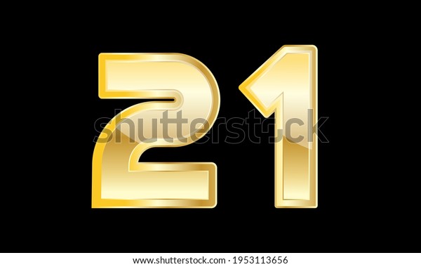 21 Gold Elegant Modern 3d Number Stock Vector (Royalty Free) 1953113656 ...