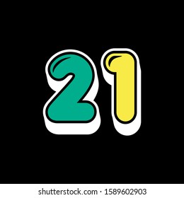 21 Number Bold Letter Digit Logo: vector de stock (libre de regalías ...