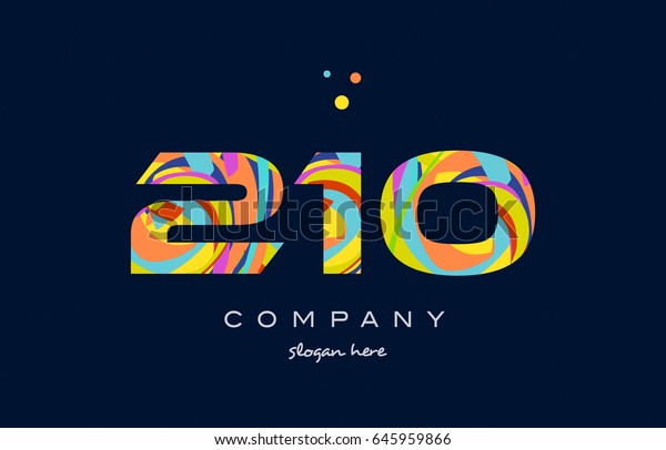 210 Number Digit Numeral Logo Colored Stock Vector (Royalty Free ...