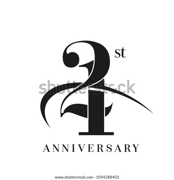 21st Anniversary Celebration Simple Monogram Design Stock Vector ...