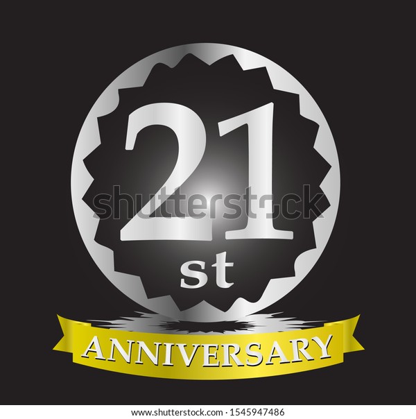 21st Anniversary Logo Silver Gold Ribbon Stock Vector (Royalty Free ...